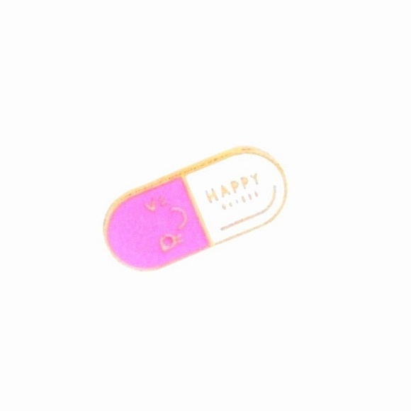 Jewelry | New Happy Pill Metal Pin | Poshmark